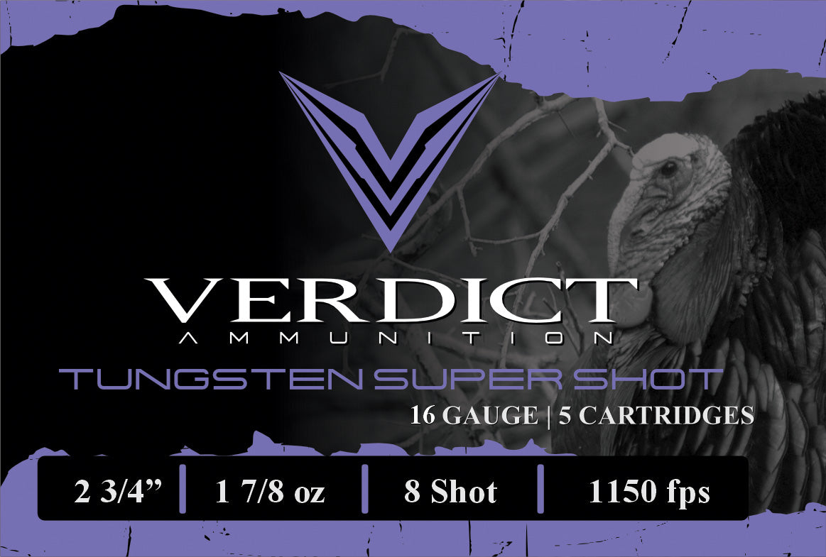 Verdict TURKEY TSS 2 3/4" 16 Gauge 1 7/8oz #8 Shot – VerdictAmmunition